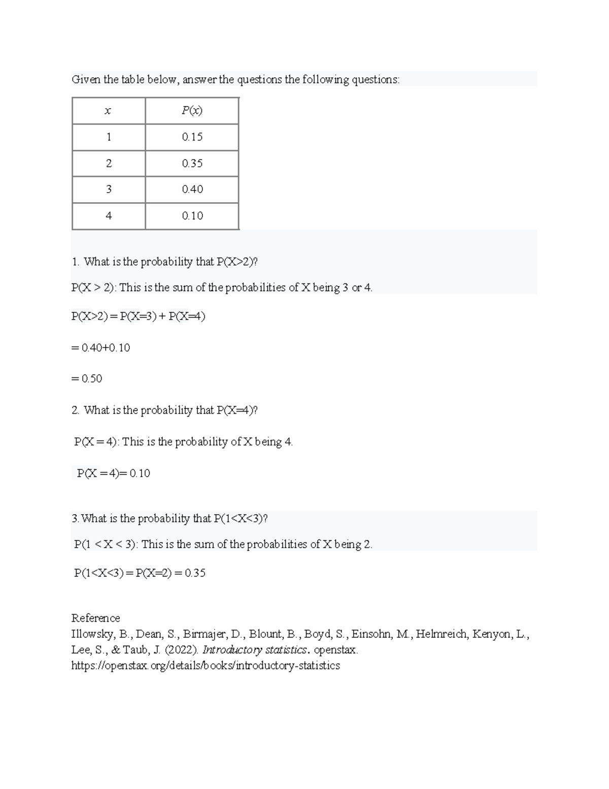 Untitled document (11) - Given the table below, answer the questions the following questions: x ...