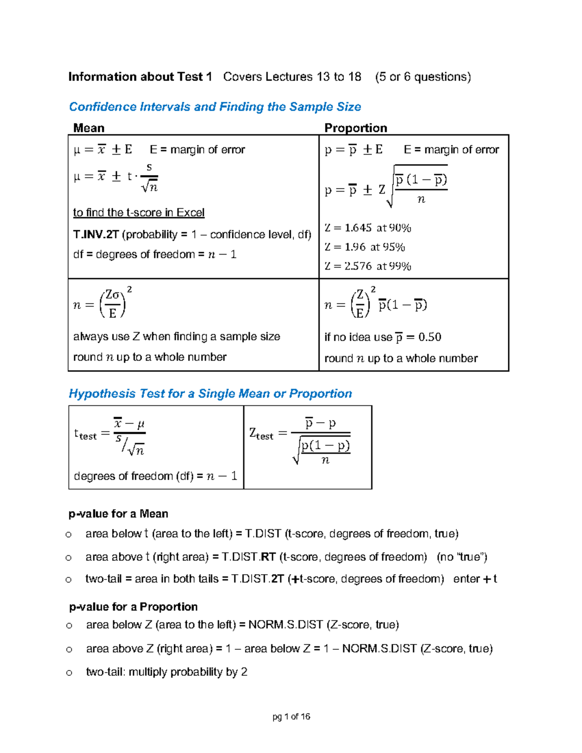 Test 1 Info and Practice Tests - Information about Test 1 Covers ...