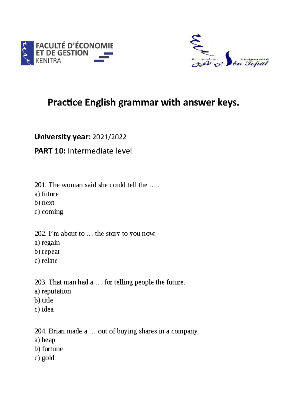 Practice English grammar with answer Part 10 - Practice English grammar ...