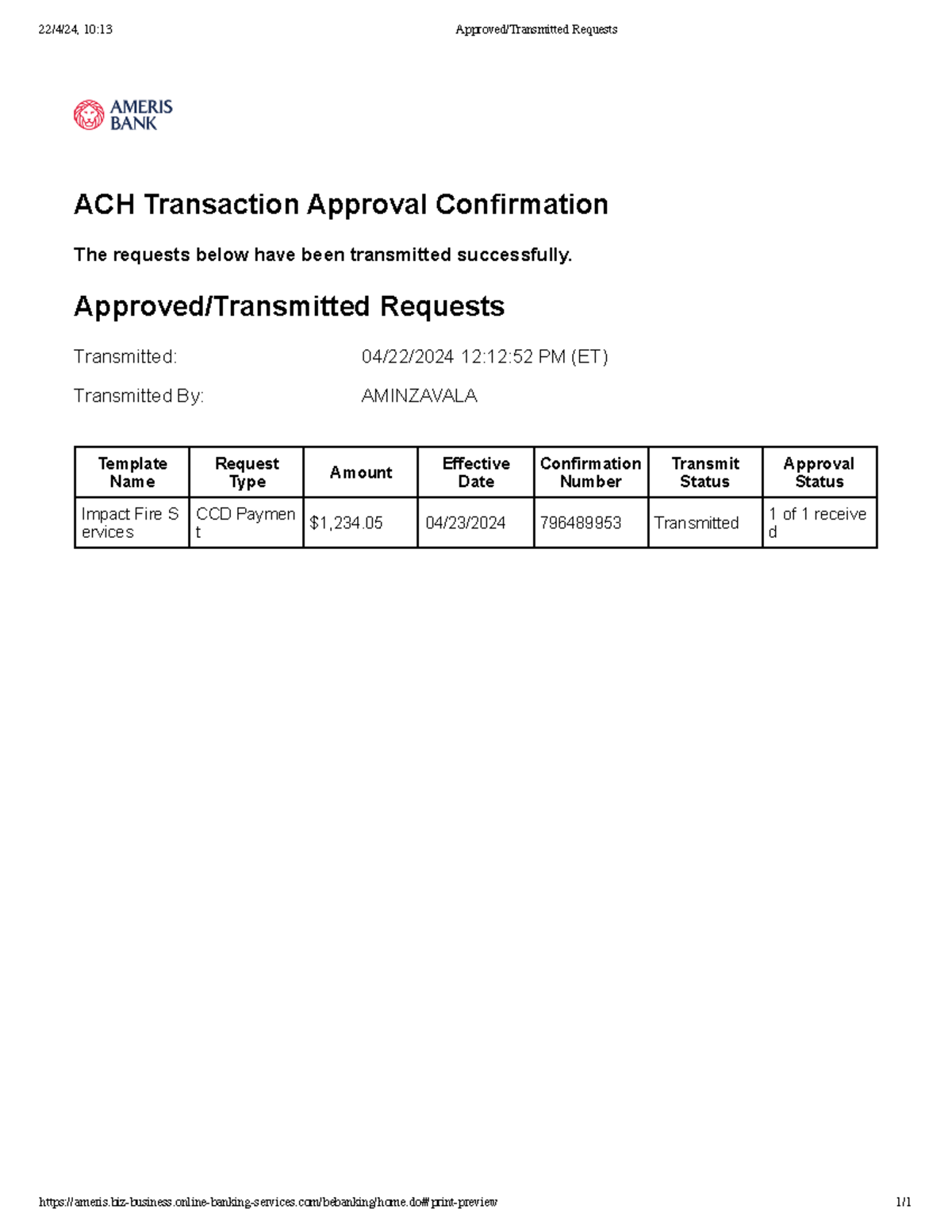 Impact Fire Services LLC - 22/4/24, 10:13 Approved/Transmitted Requests ...