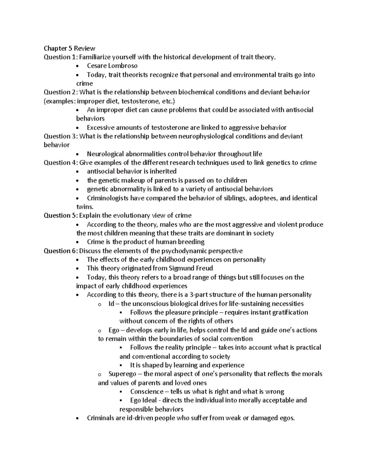 Chapter 5 Review Criminology - Chapter 5 Review Question 1: Familiarize ...