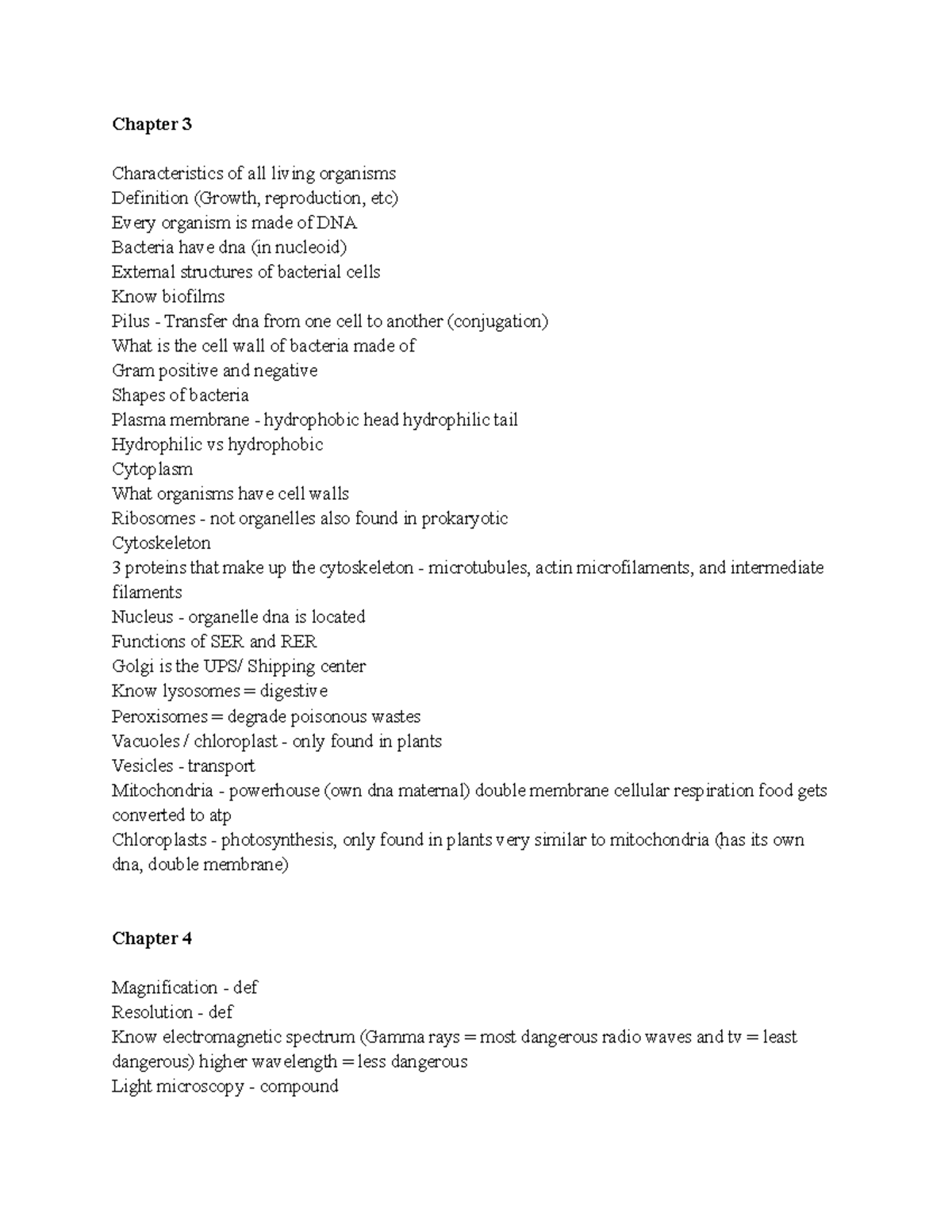 Review - Micro - Chapter 3 Characteristics of all living organisms Definition (Growth ...