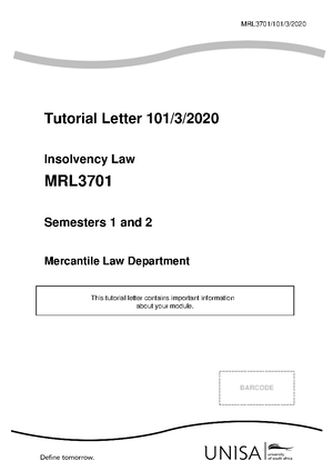 Tutorial Letter 101 2023 - MRL3701/101/3/ Tutorial Letter 101/3/ Law of ...