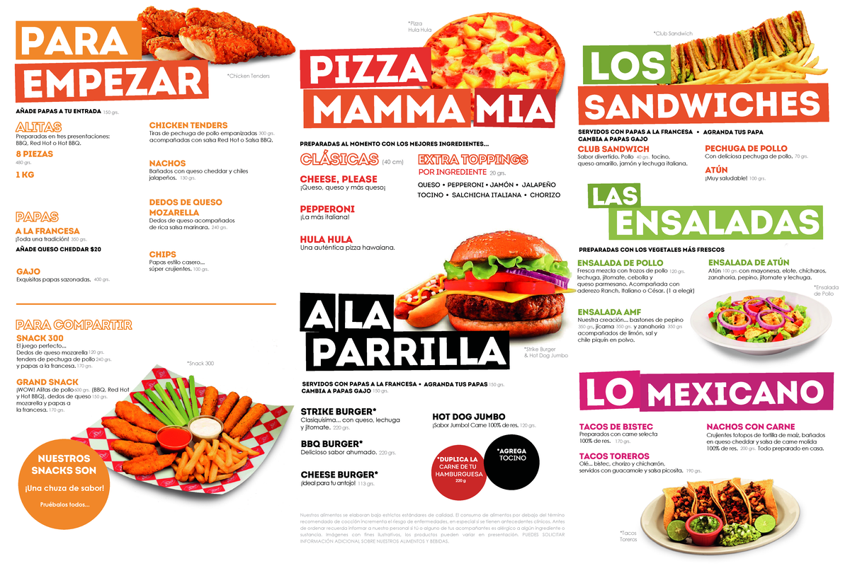 MENU AMF CDMX SEPT20 - Hola - ¡WOW! Alitas de pollo (BBQ, Red Hot y Hot ...
