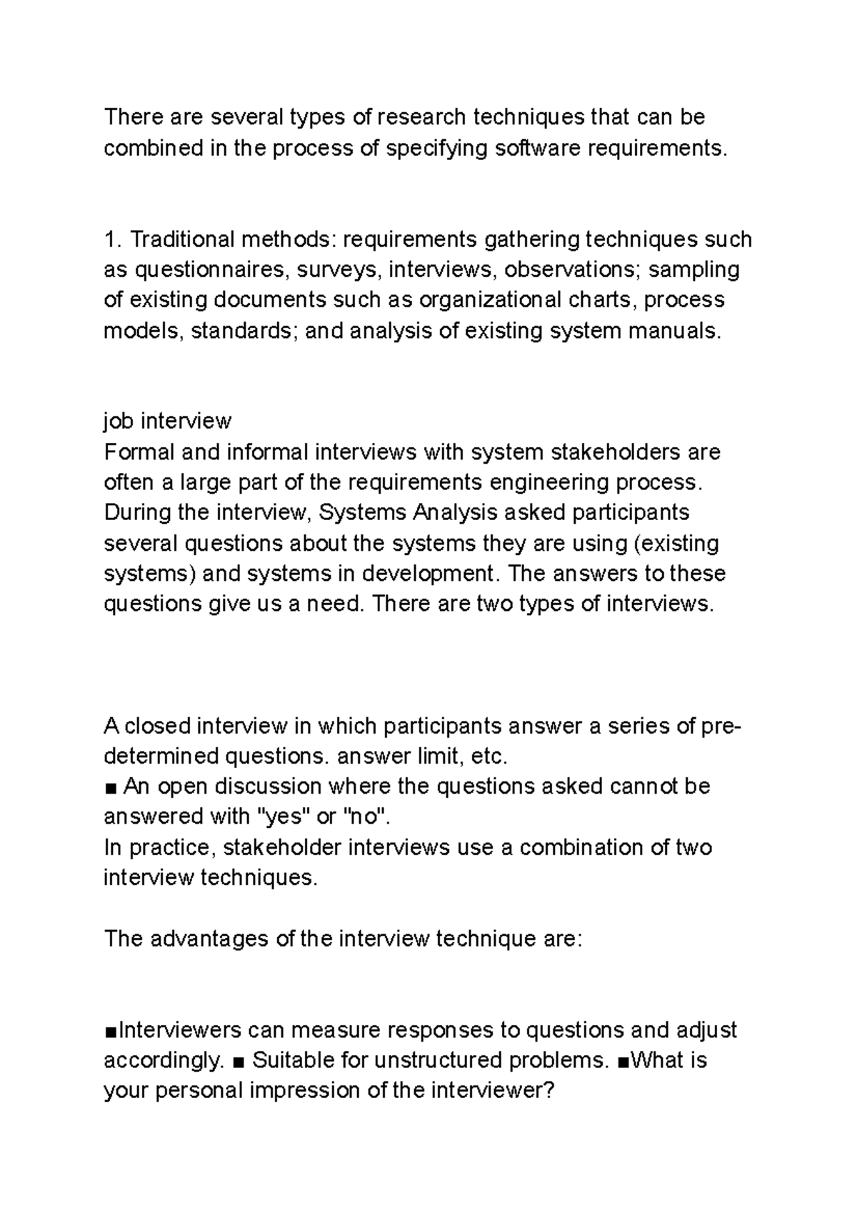 Software requirements - Traditional methods: requirements gathering ...