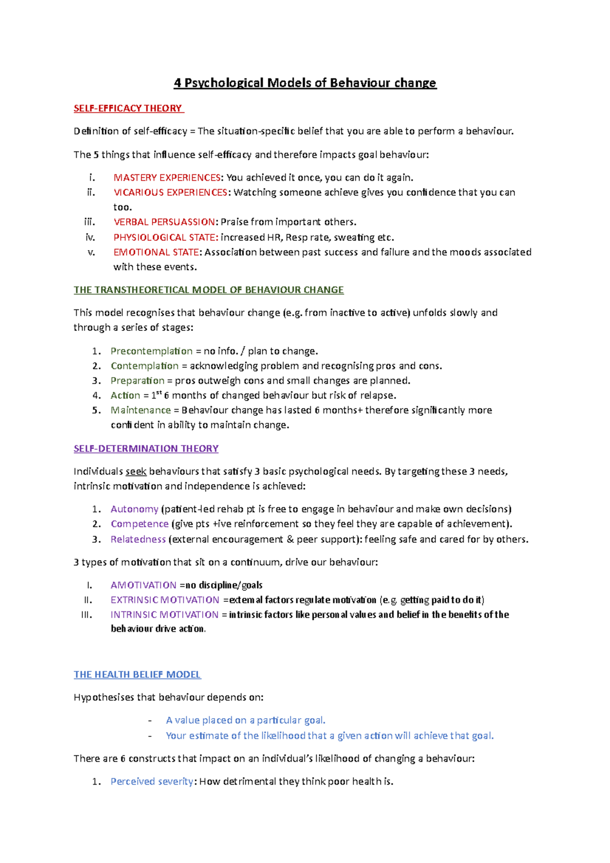 4 Psychological Models of Behaviour change - The 5 things that ...