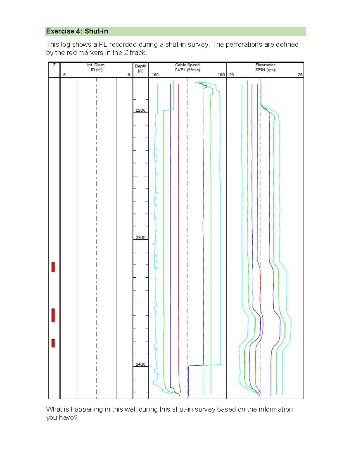 Practice Material 4 - Shut-in - Exercise 4: Shut-in This log shows a PL ...