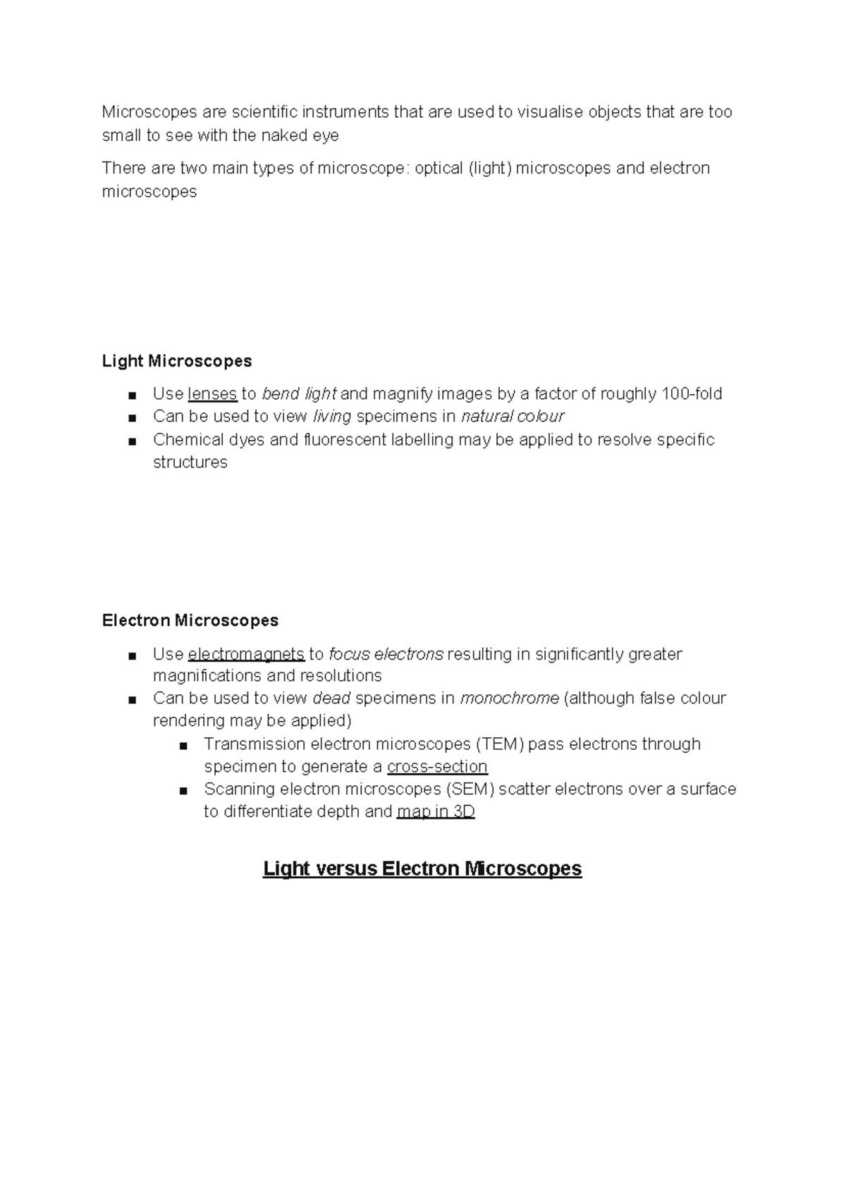 Microscopes Notes- Bio - Microscopes are scientific instruments that ...