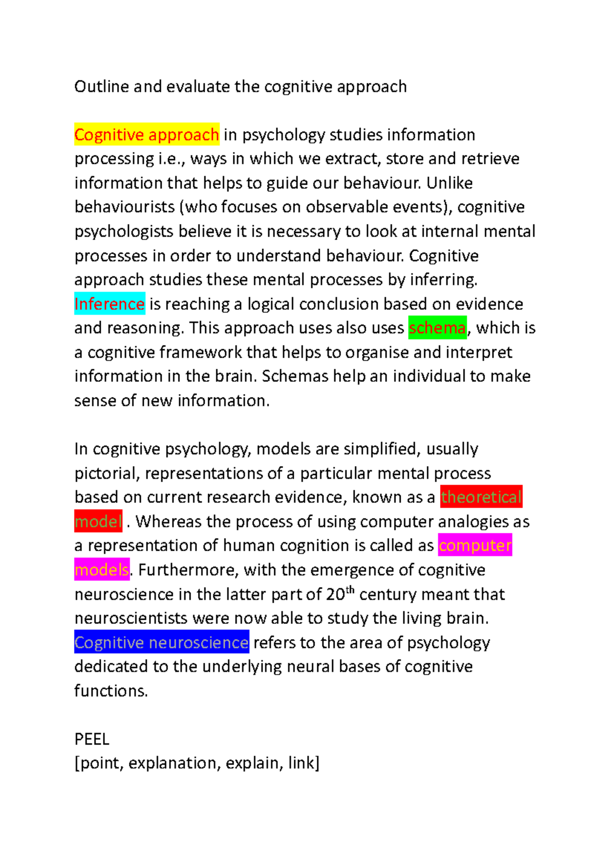 Outline and evaluate the cognitive approach - Outline and evaluate the ...