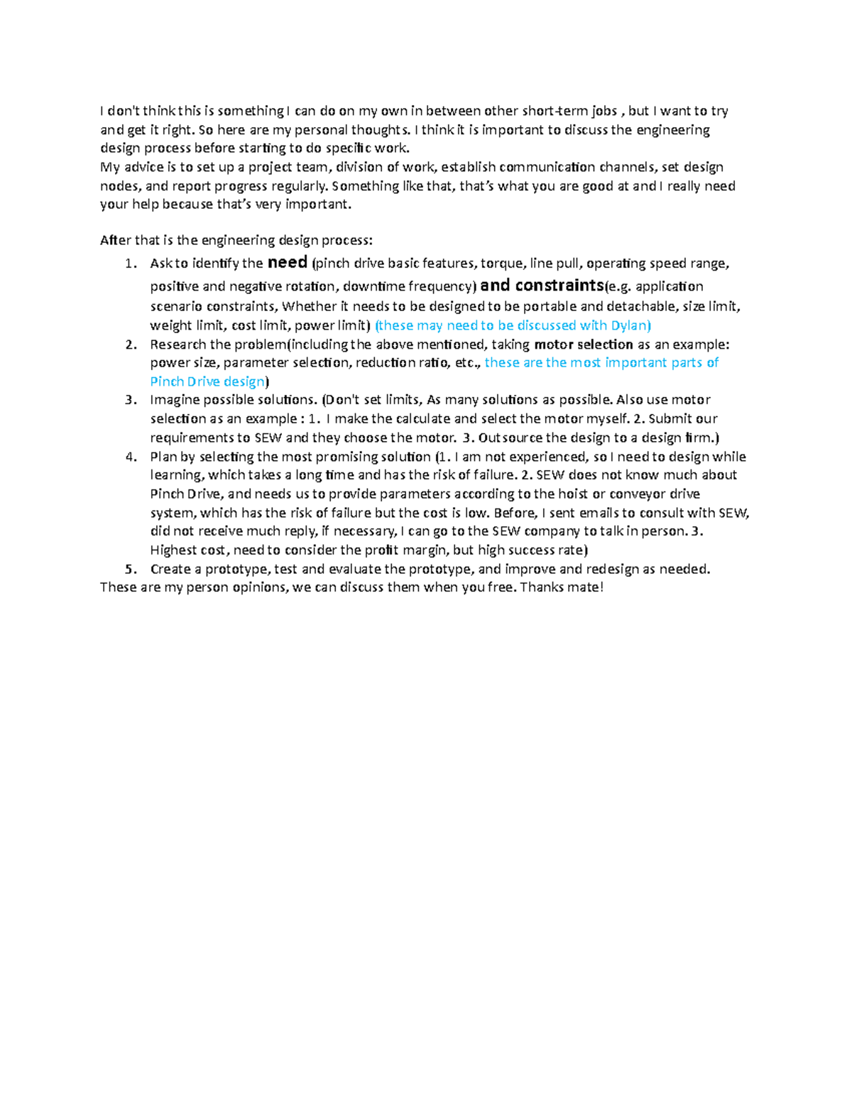 Email to talk about the engineering design - I don't think this is ...