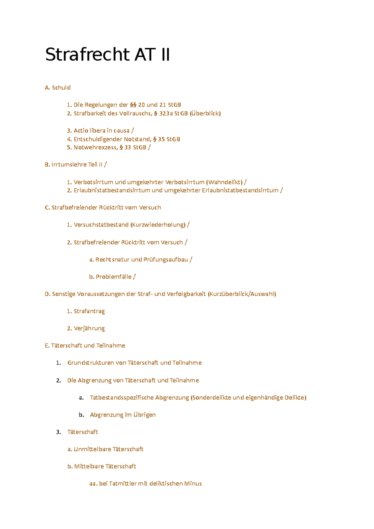 Strafrecht AT II - Erklärungen, Definitionen und Prüfungsschemata ...