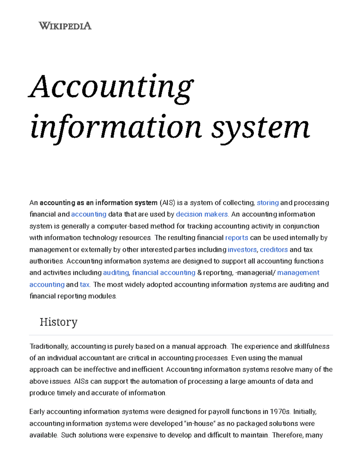 Accounting information system - Wikipedia - Accounting information ...