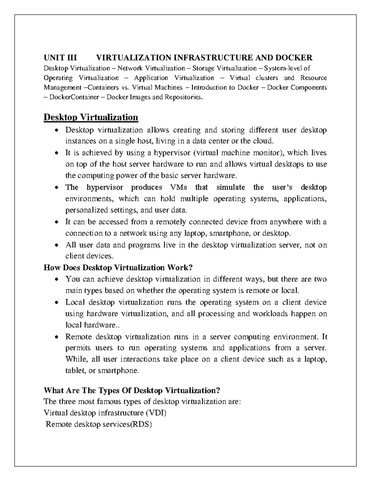 CC unit III - cloud computing notes - UNIT III VIRTUALIZATION ...