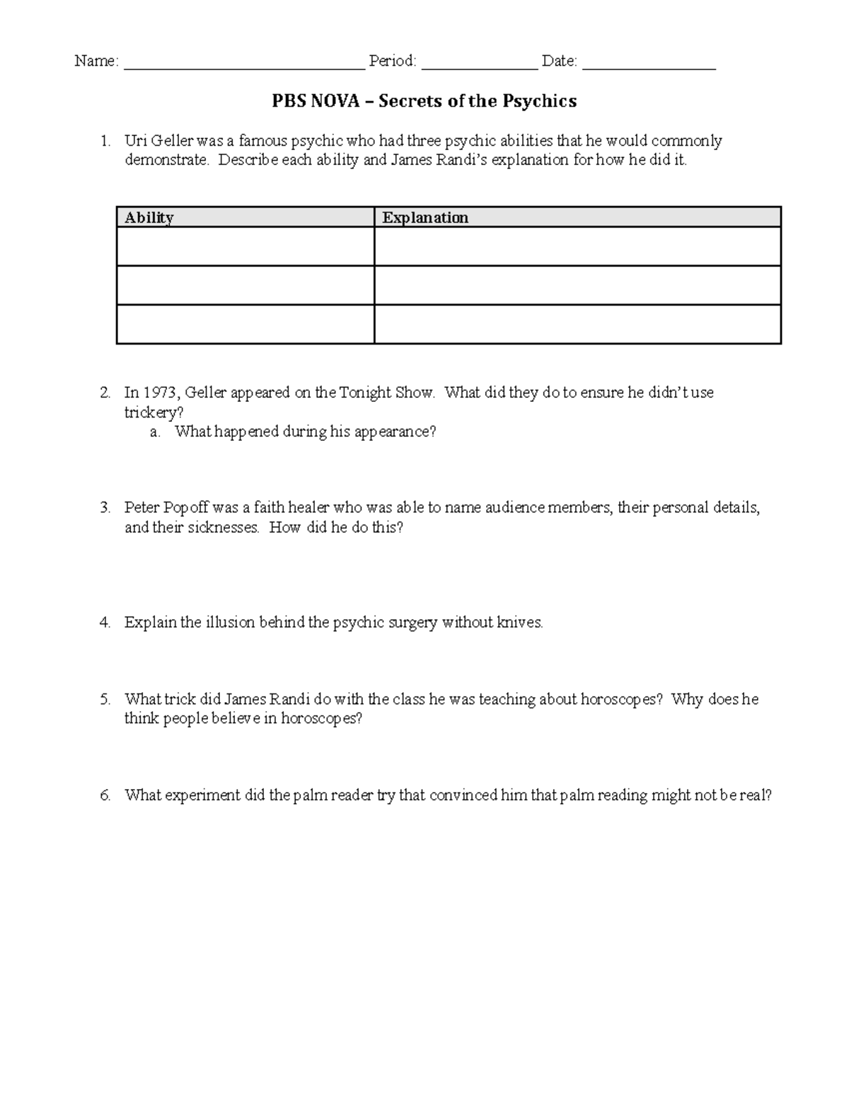 Nova Secrets of the Psychics - Name ...