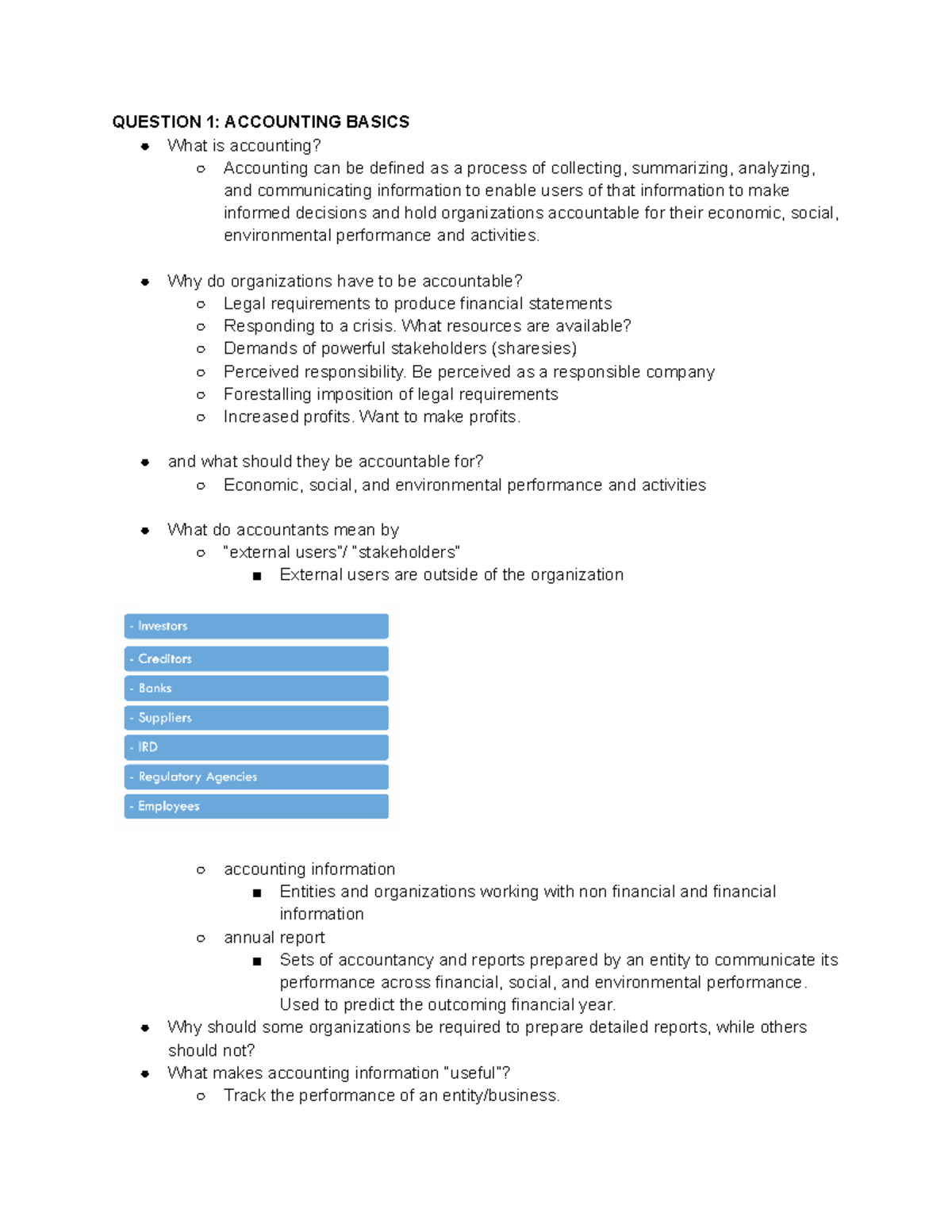 Tutorial 1 Accounting - QUESTION 1: ACCOUNTING BASICS What is ...