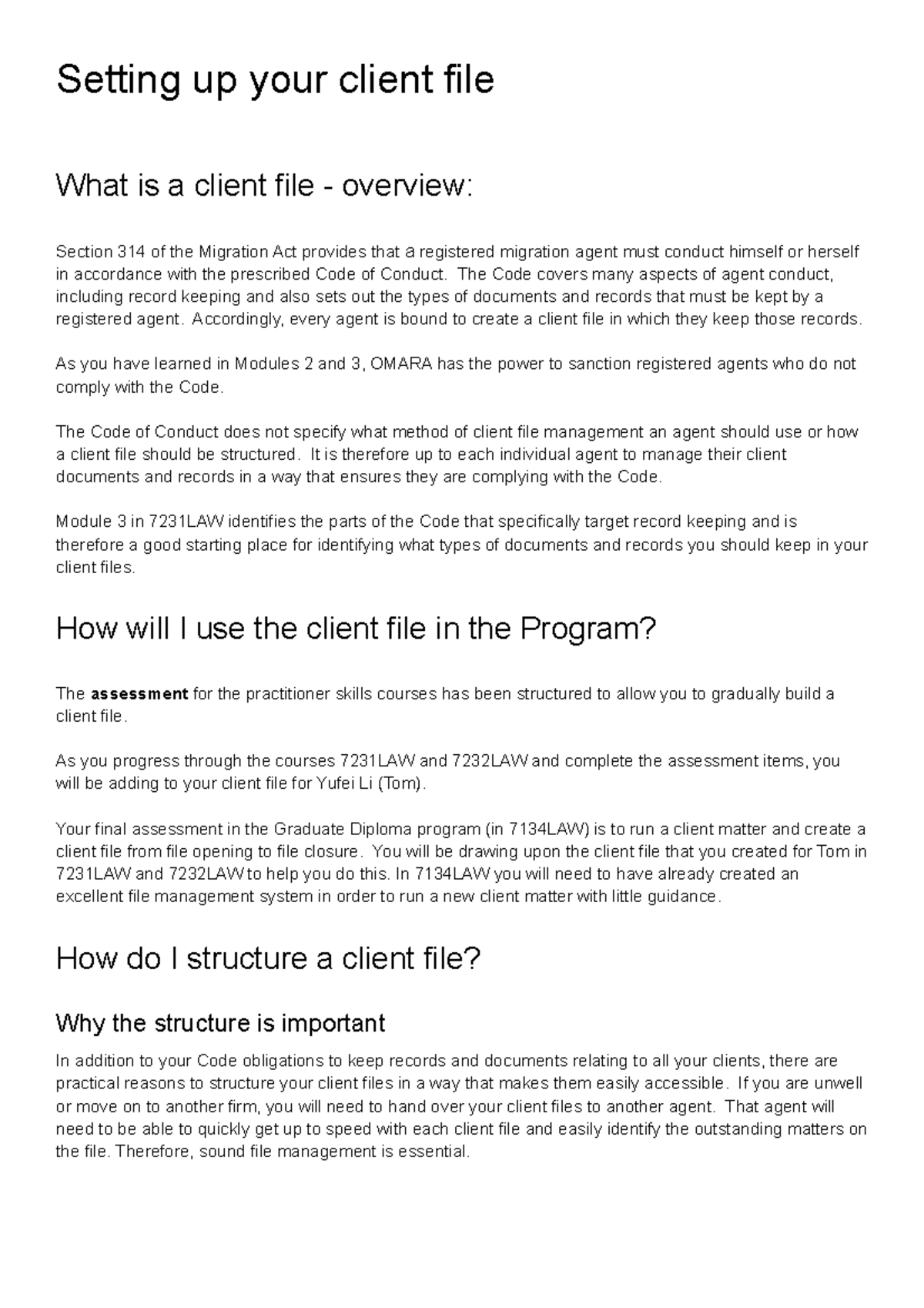 3.3 Setting up your client file - Setting up your client file What is a ...