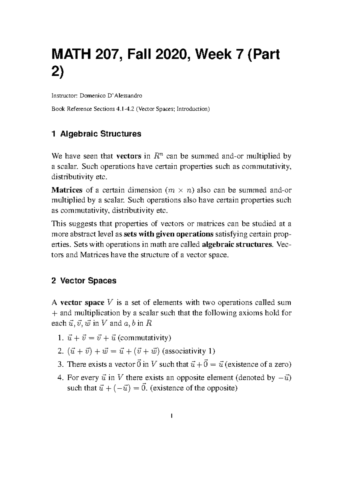 W7-2 - week 7 notes part 2 - MATH 207, Fall 2020, Week 7 (Part 2 ...