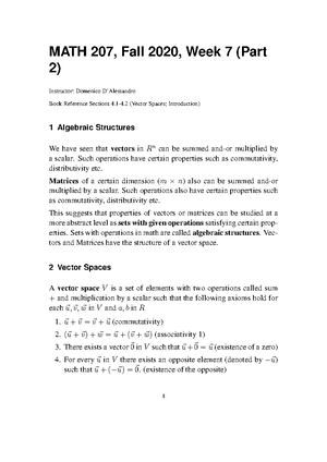 W7-1 - week 7 notes part 1 - Math 207 - Studocu