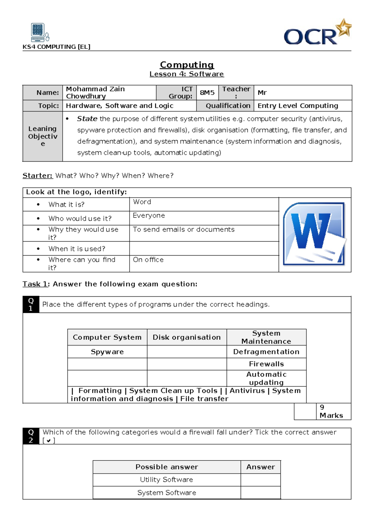 L4 Software DWE - asdadad - KS4 COMPUTING [EL] Computing Lesson 4 ...