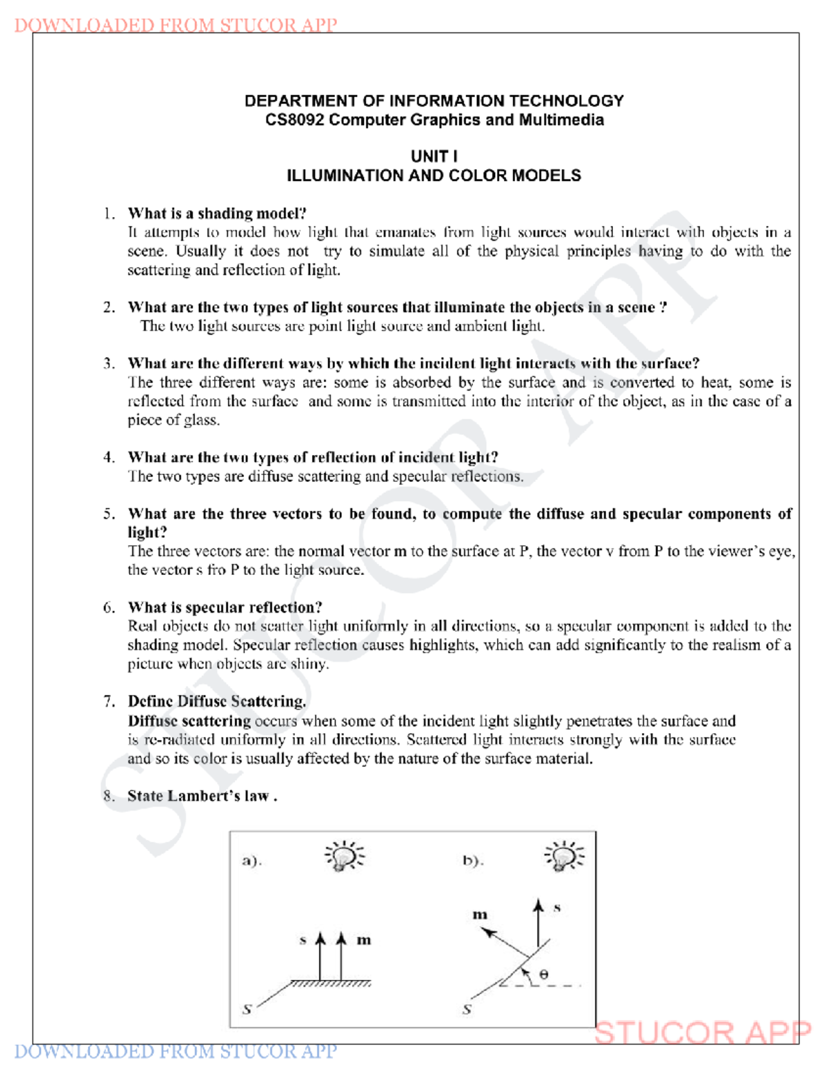 Stucor CS8092-HW - Good - A light source such as the sun or a light ...
