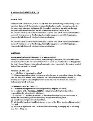 R v Rose Case Note - R v Rose [2017] EWCA Crim 1168 Case Note Material ...