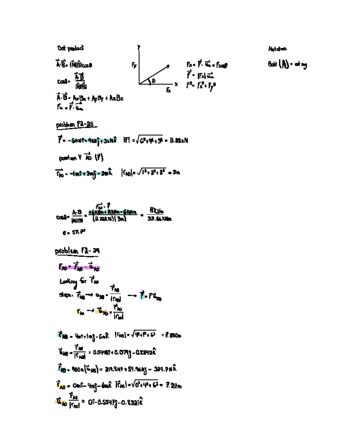 Lecture 4 notes - Dotproduct Y t Fy Fx F I Foos Bold A notmay Cosa JIMI ...