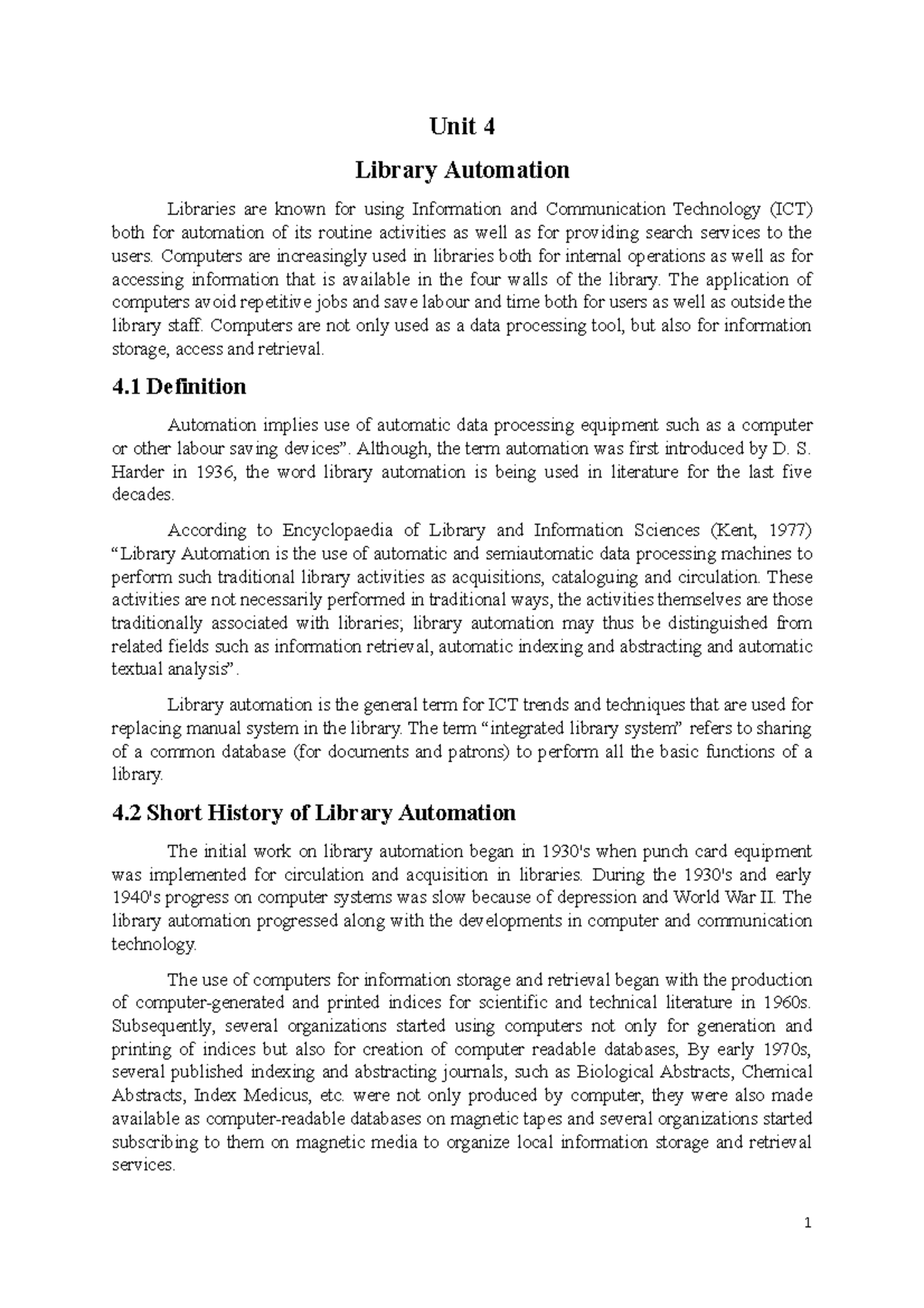 4 Library Automation - Unit 4 Library Automation Libraries are known ...