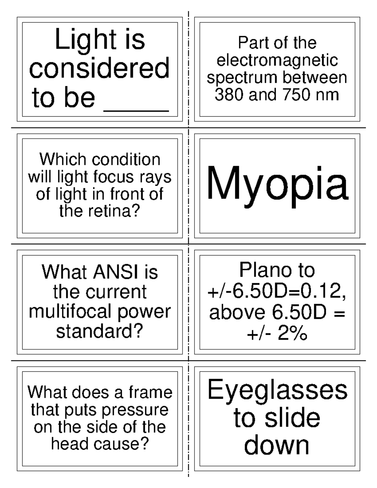 ABO Flash Cards - Light is considered to be ____ Part of the ...