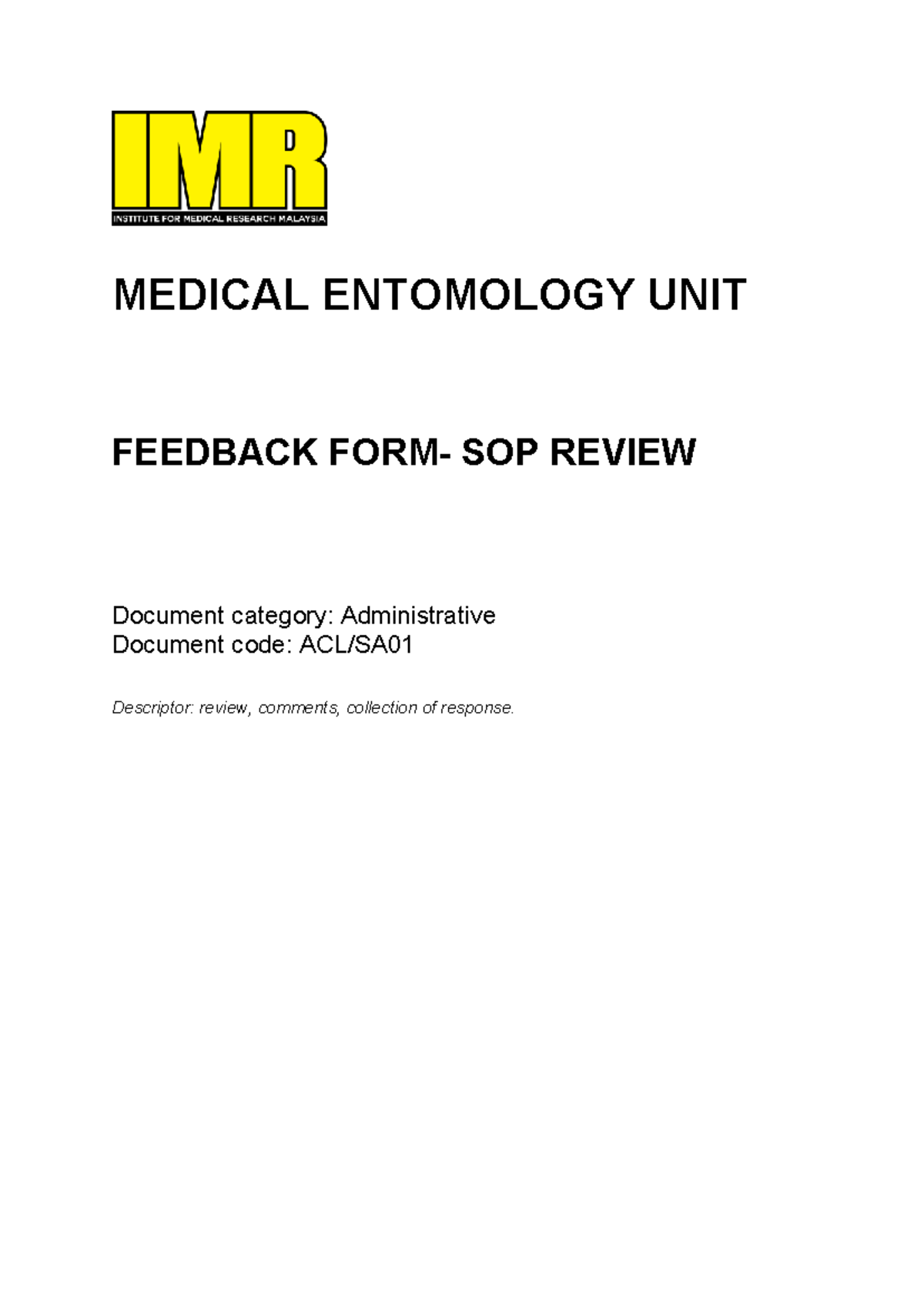 Feed Back Form SOP review - Tamadun Islam dan Tamadun Asia - MEDICAL ...