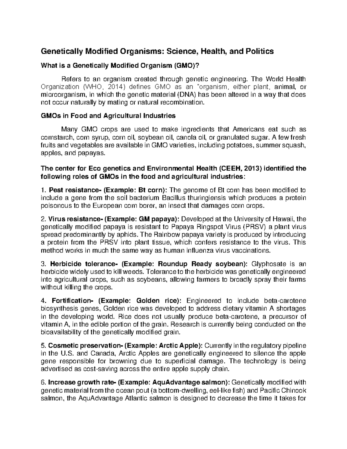 Genetically Modified Organisms (GMO) - Genetically Modified Organisms ...