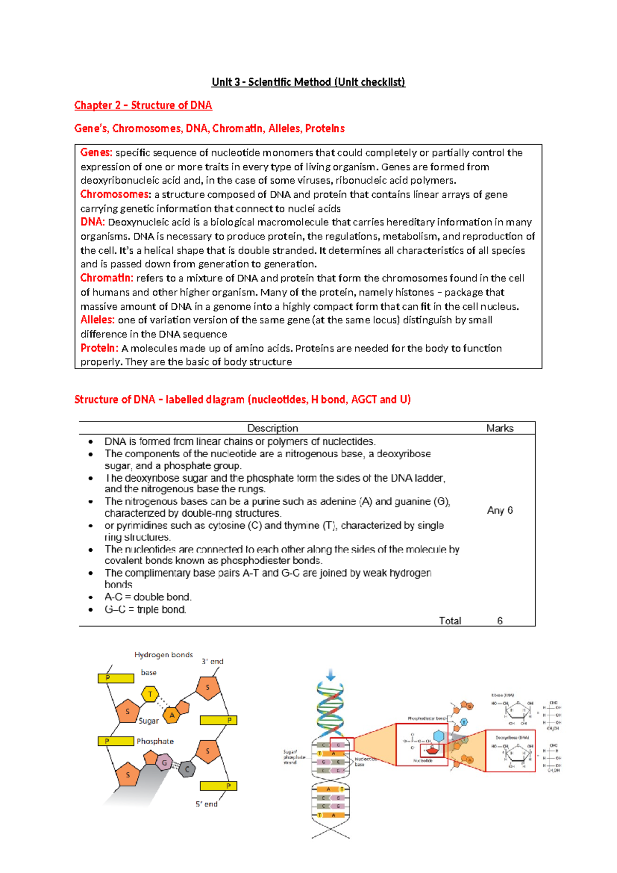 UNIT 3 - Biology - unit 3 - Unit 3 - Scientific Method (Unit checklist ...