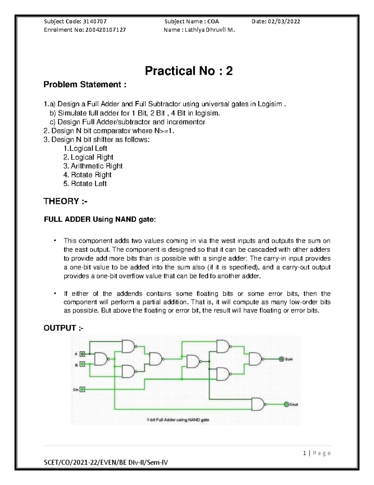 implement of gates - Enrolment No: 200420107127 Name : Lathiya Dhruvil ...