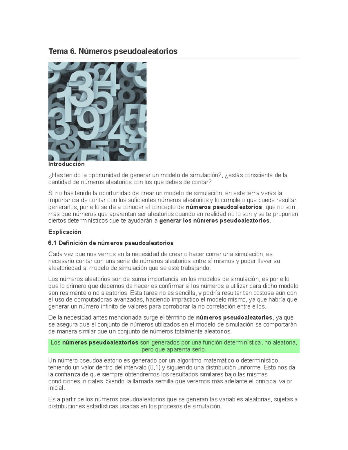 Modulo 2 simulacion - Tema 6. Números pseudoaleatorios Introducción ...