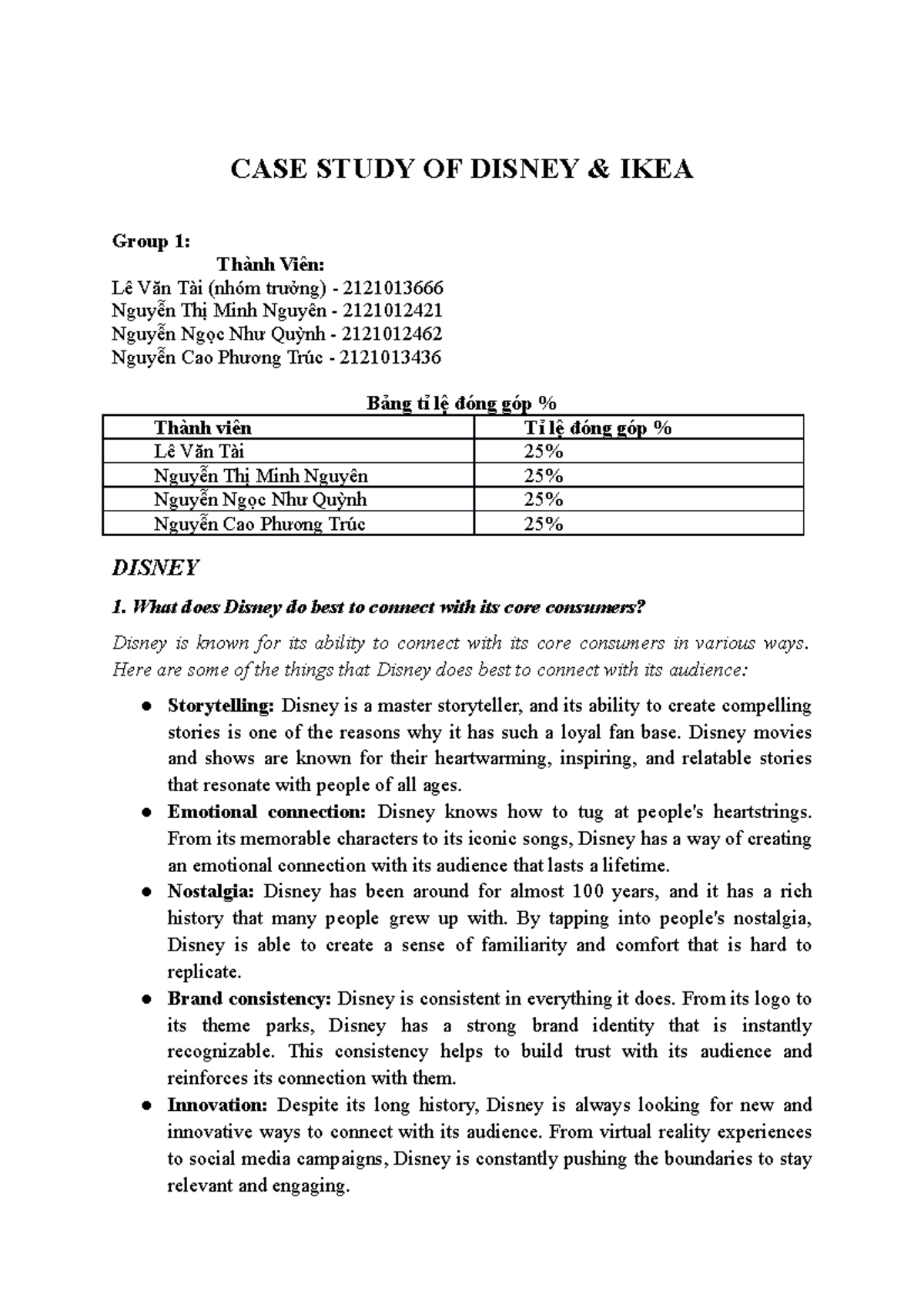 Case-study -Disney-and-Ikea - CASE STUDY OF DISNEY & IKEA Group 1 ...