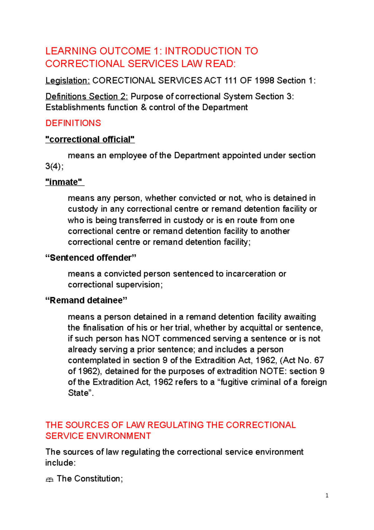 Learning Outcome 1 kdr les 1 en 2 en 3 en 4 - LEARNING OUTCOME 1 ...