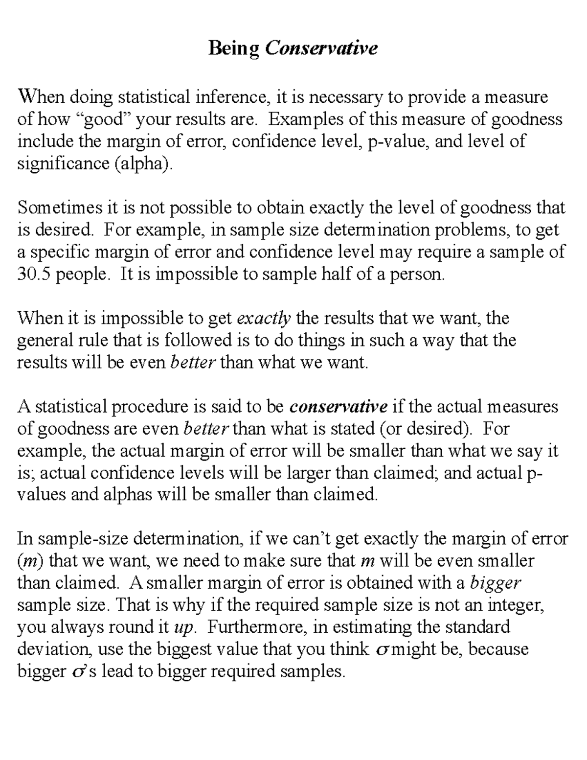 13. Conservative methods-2 - Being Conservative When doing statistical ...