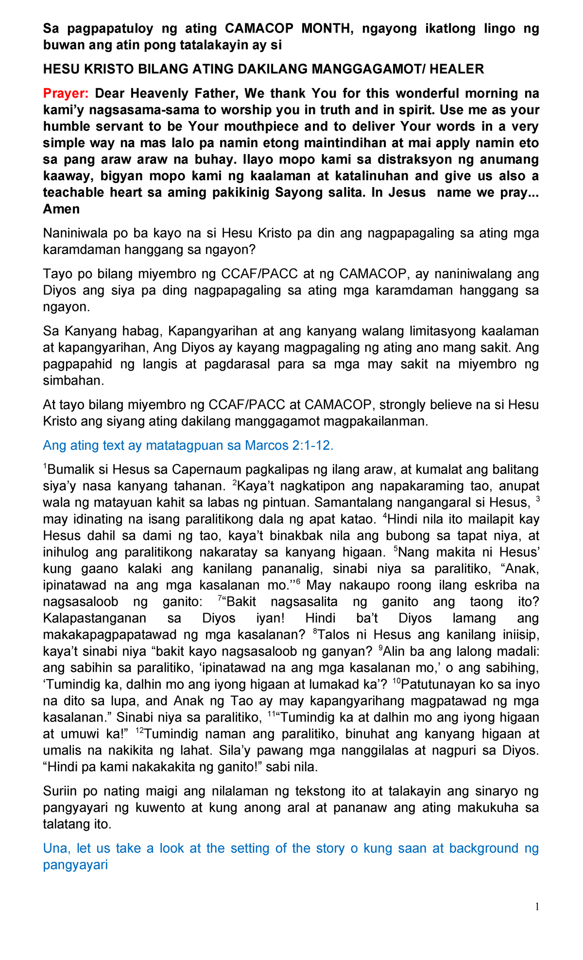 Camacop Month Healer Final - Sa pagpapatuloy ng ating CAMACOP MONTH ...