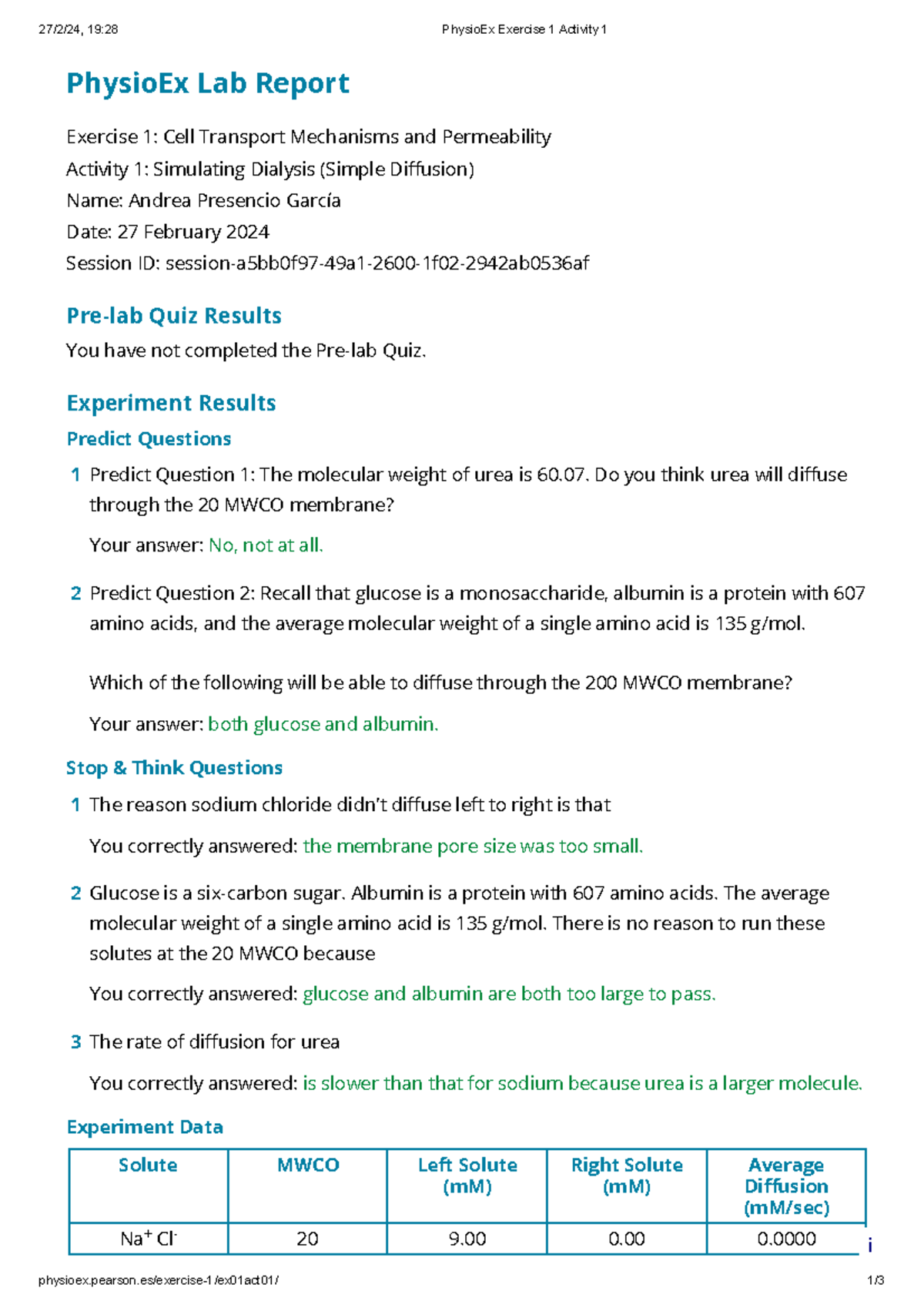 Physio Ex Exercise 1 Activity 1 - pearson/exercise-1/ex01act01/ 1 ...
