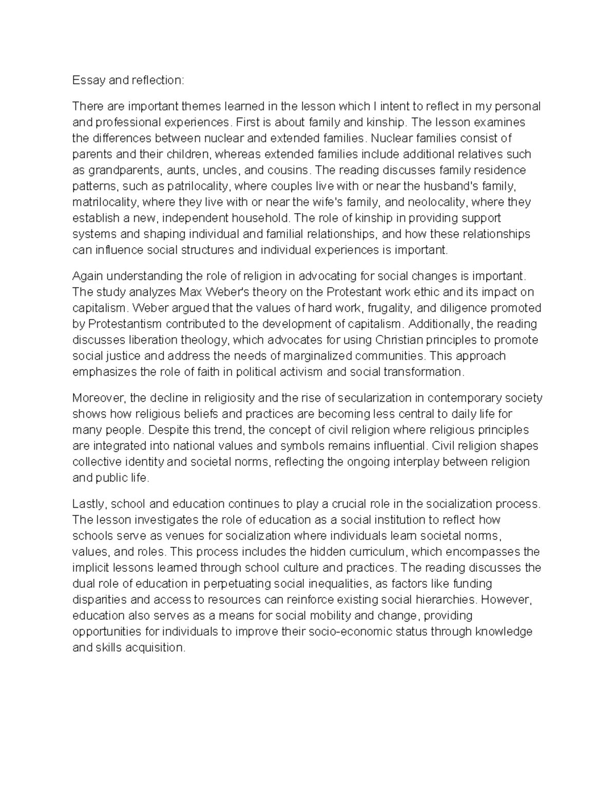 Essay and reflection - cvccccc - Essay and reflection: There are ...