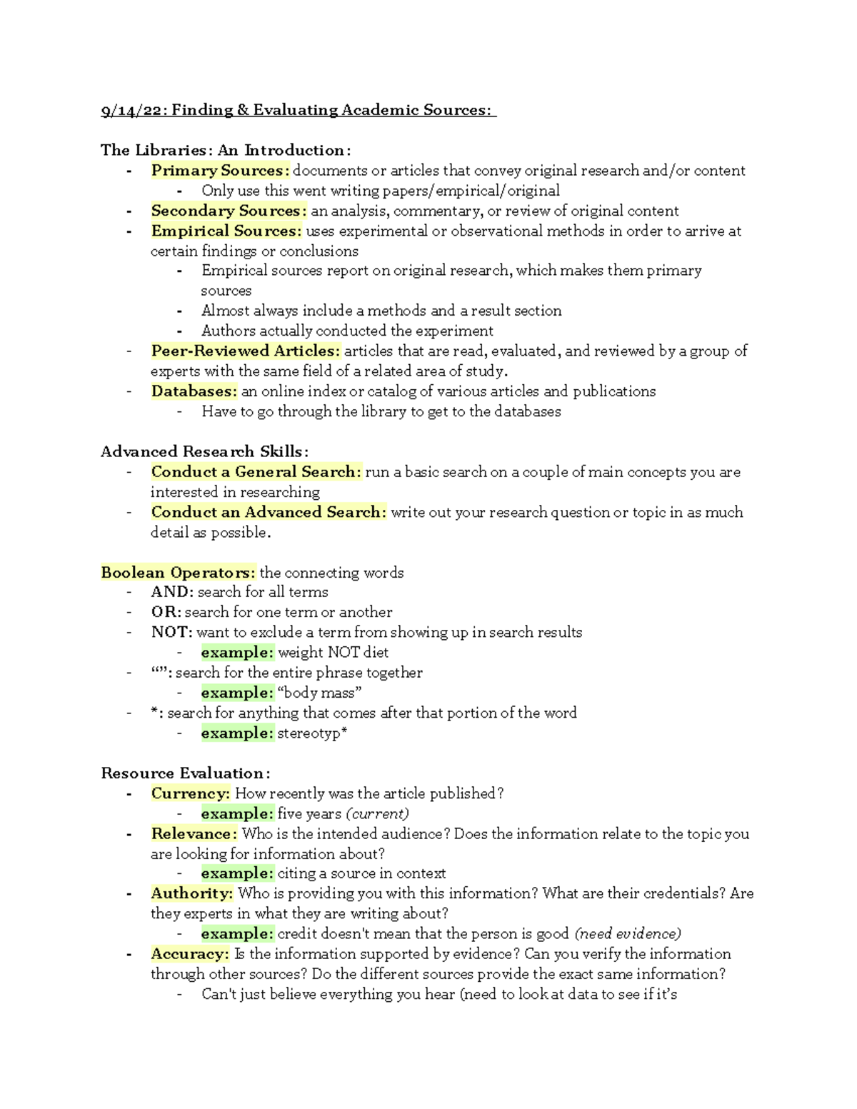 Research design exam #2 - 9/14/22: Finding & Evaluating Academic ...