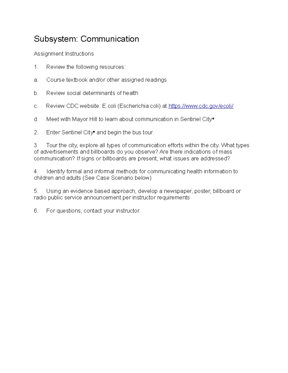 Subsystem Communication -1 - Subsystem: Communication Assignment ...