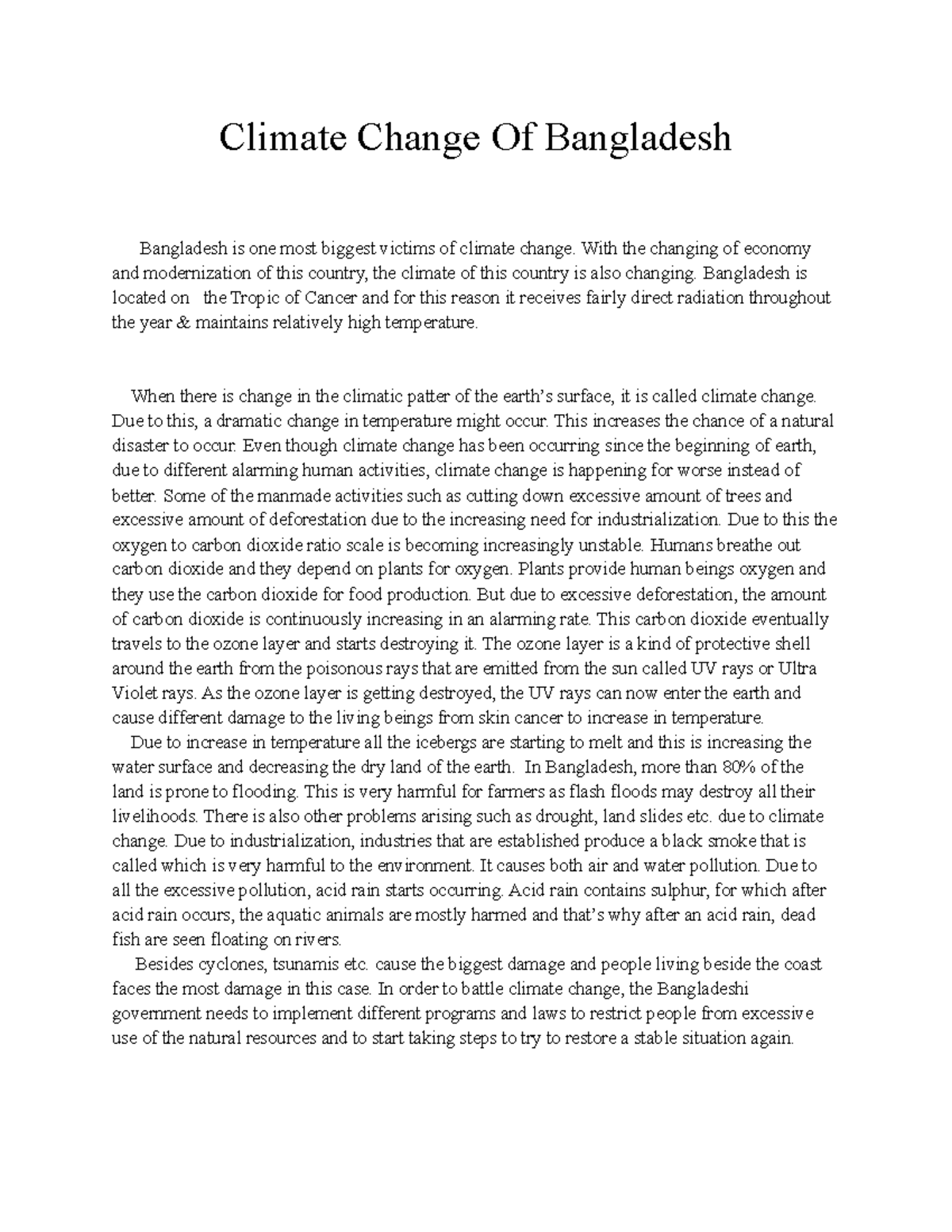 Climate Change - Writing assignment - Climate Change Of Bangladesh ...