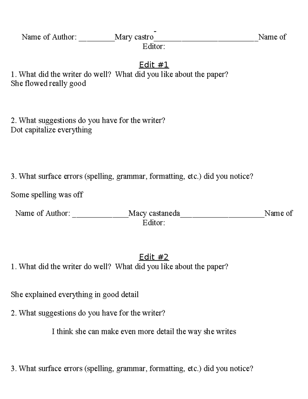 Editing Questions - xaknxknxaknxaknxakn - Name of Author: _________Mary - Studocu