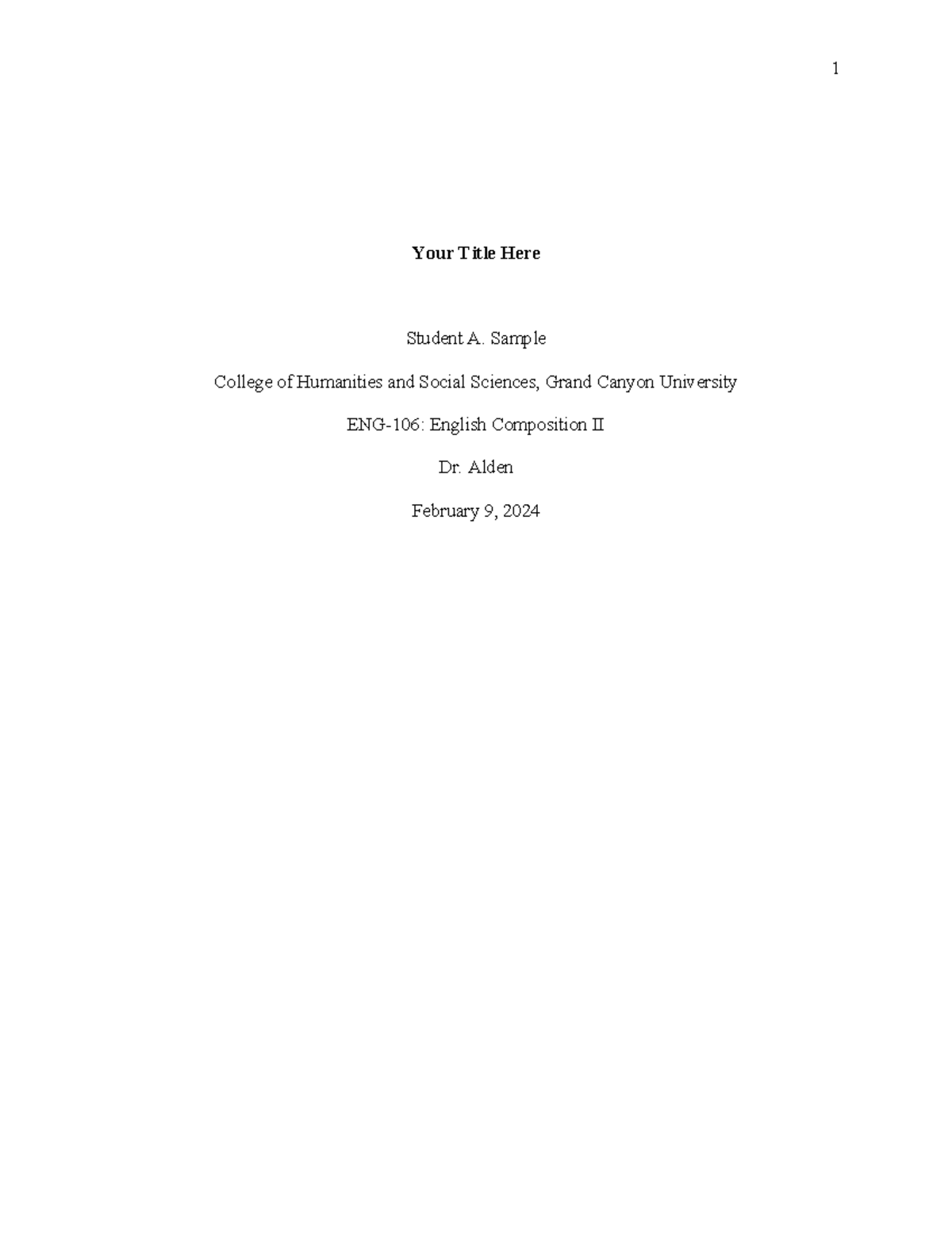Definition Template for 106 - Your Title Here Student A. Sample College ...