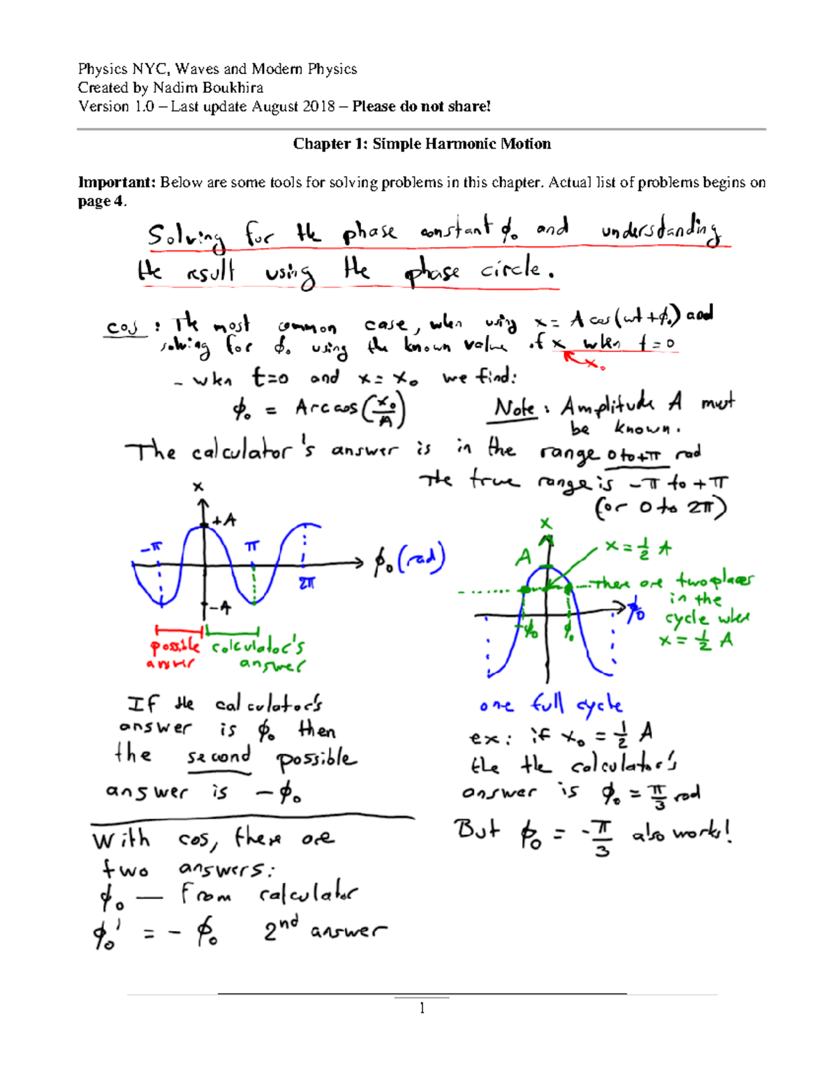 Problem Set 1 SHM - Physics NYC, Waves and Modern Physics Created by ...
