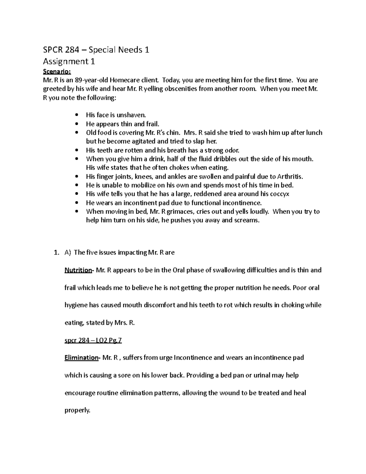 SPCR 284- Assignment 1 upload - SPCR 284 – Special Needs 1 Assignment 1 ...