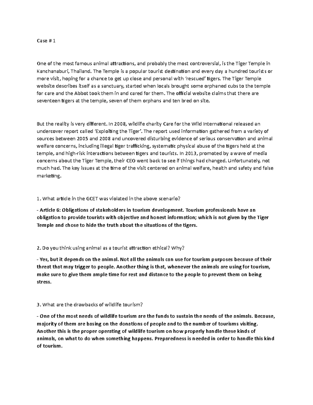 Case Study Lectures - Case # 1 One of the most famous animal ...