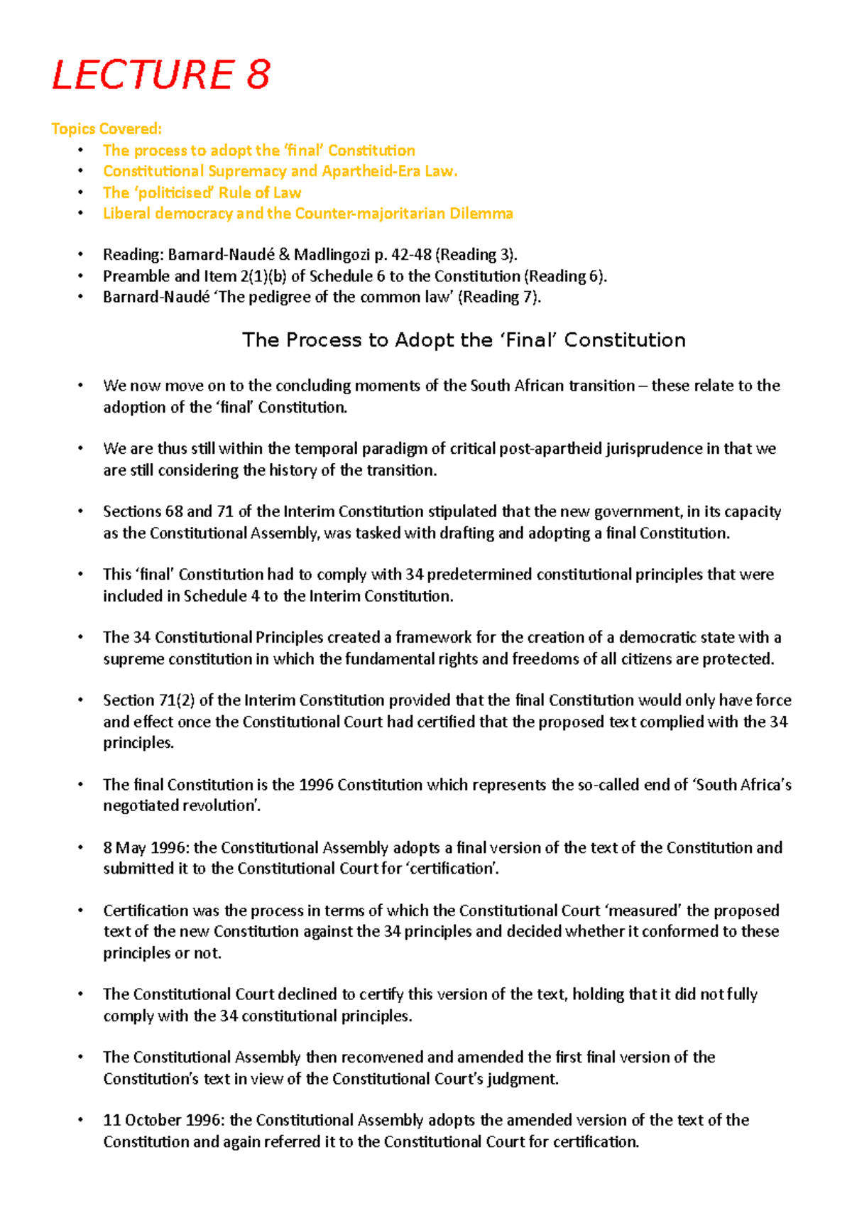 Lecture 8 TERM 2 - LECTURE 8 Topics Covered: - The process to adopt the ...