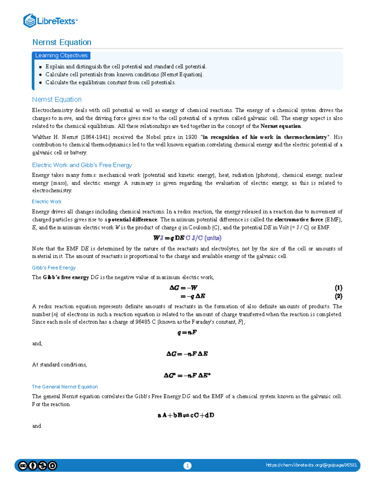 Nernst Equation - Nernst Equation Explain and distinguish the cell ...