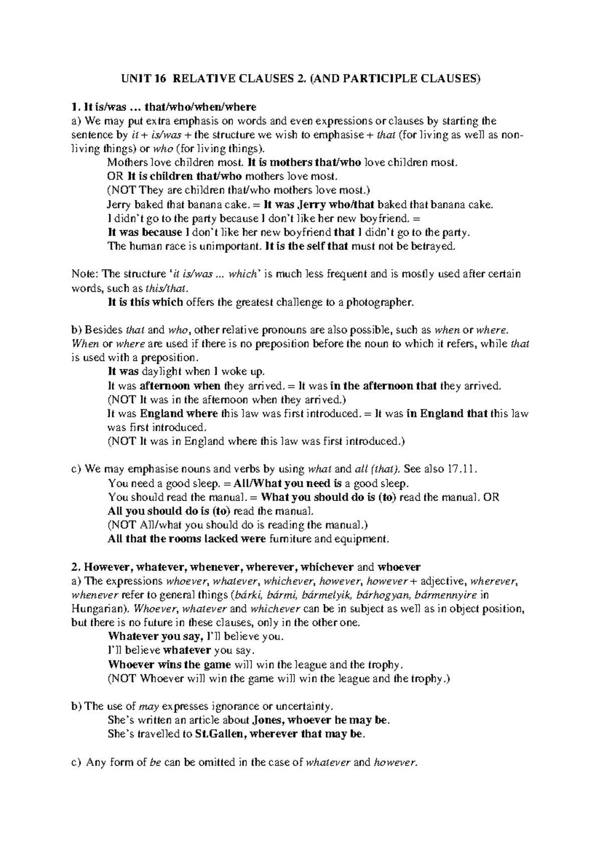 Teaching English grammar to EFL students - UNIT 16 RELATIVE CLAUSES 2 ...